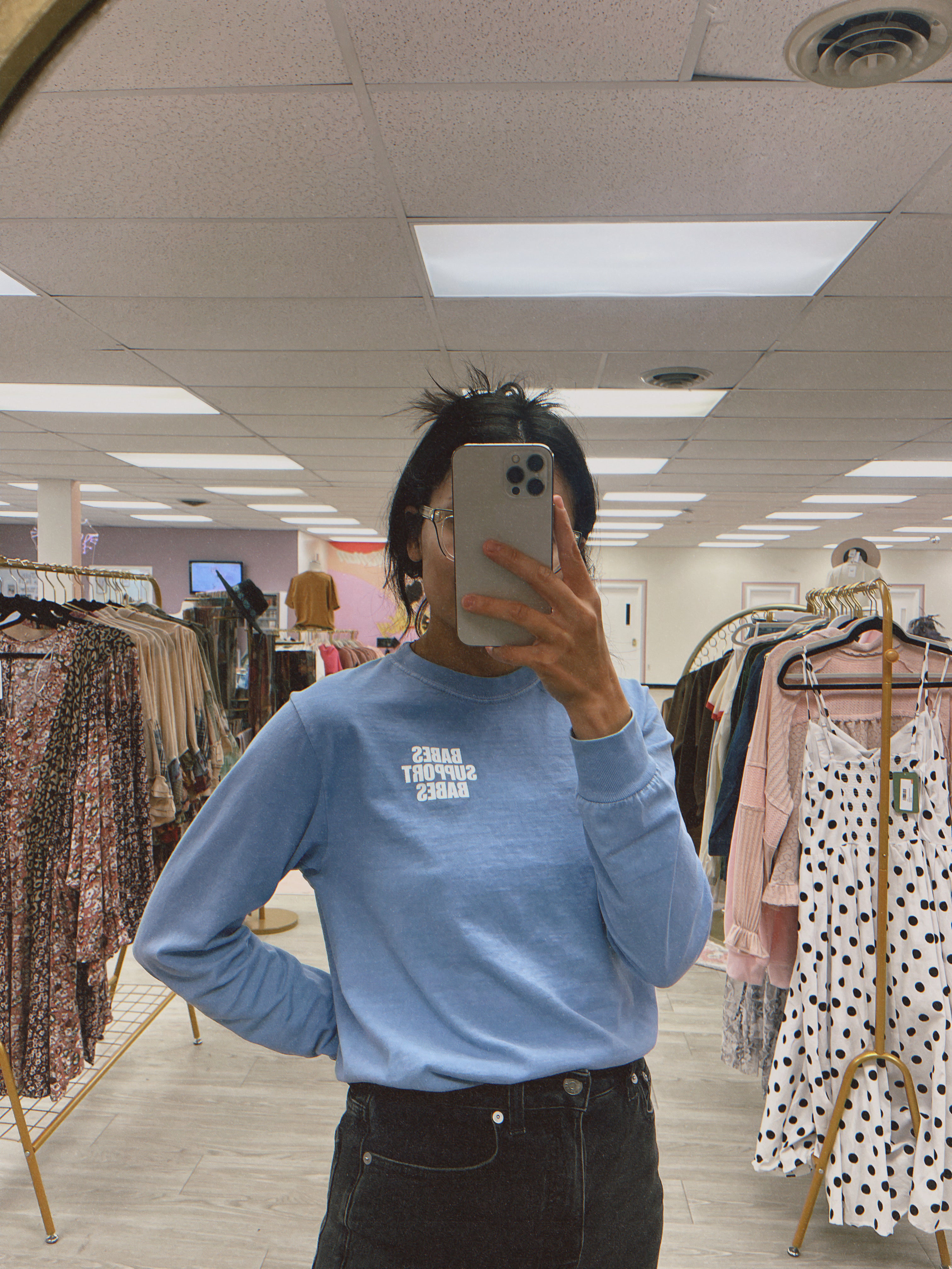 Dusty Blue Babes Support Babes Long Sleeve | Blissful Alchemists Inc